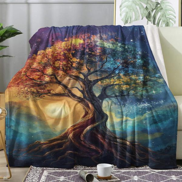 商品名:  NurnXus Colorful Tree of Life Blankets, Galaxy Sunset Blankets Queen Size for Bed Decor, Fantasy Starry Sky Blanke...