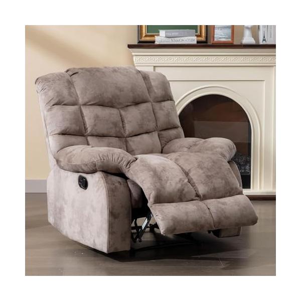 商品名:  EBELLO Manual Recliner Chair, Overstuffed Reclining Sofa with Soft Padded Headrest and Armrest, Soft Fabric Single...