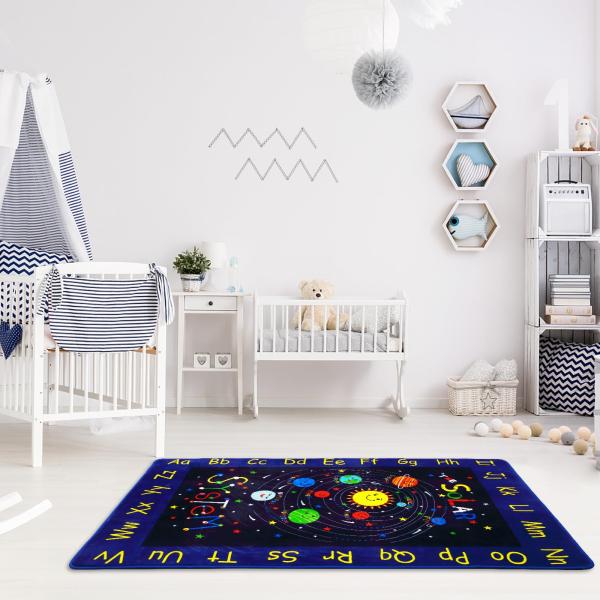 商品名:  LUXLOOM 3x5 Outer Space Rug Kids Playroom Rug Solar System ABC Alphabet Educational Floor Mat Non Slip Backing Pla...