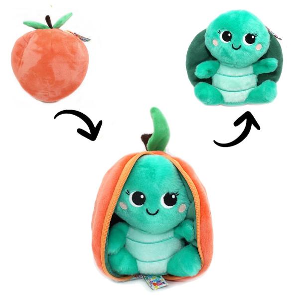 商品名: LES D〓GLINGOS Flipetz Corvet The Turtle 装飾枕 ? リバーシブル ピーチからカメ 2イン1 フラシ天クッション ? 9.5インチ 動物のぬいぐるみ 枕 ソファ ベッド &amp; あらゆる部...