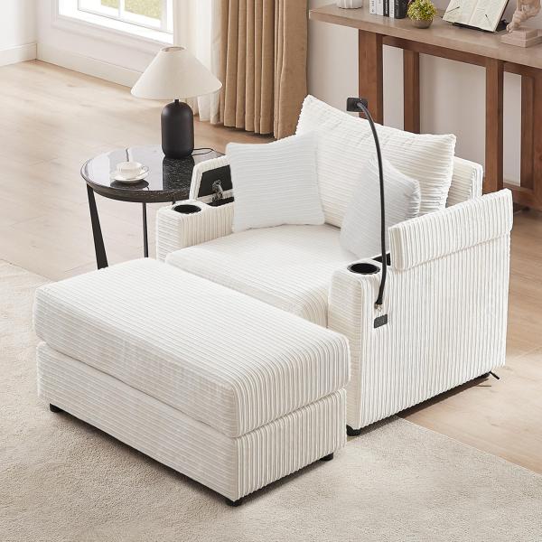 商品名:  Harper &amp; Bright Designs 41.7" Modern Style Single Sofa Sofa Couch with Storage Space, A Movable Ottoman, Two U...