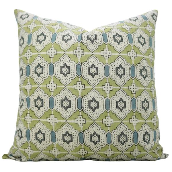 商品名: Fabritual 花柄 ハンドブロックプリント 粘性リネン 24X24 スロークッションカバー 屋内 ファームハウス ピローケース ソファやカウチの装飾 ボーホー ホームデコ Jharoka ライトグリーン Fabritual ...