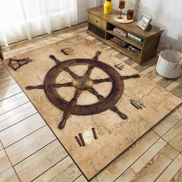 商品名:  Rudder Area Rug, 3x4ft, Vintage World Sailboat Sailing Mats, Printed Shed Resistant Absorbent Nursery Carpets, Low...