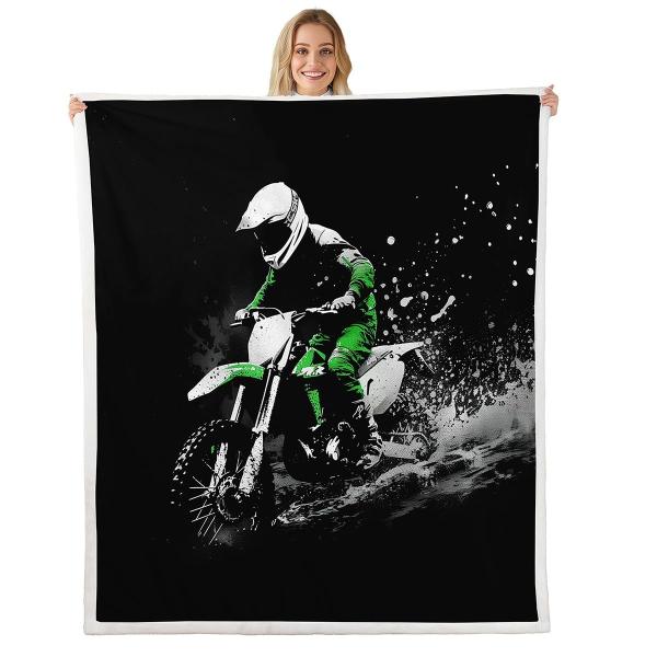 商品名:  Feelyou Dirt Bike Fleece Throw Blanket Queen 90"x90" Racing Themed Sherpa Blanket Ultra Soft Racing Motocross Ride...