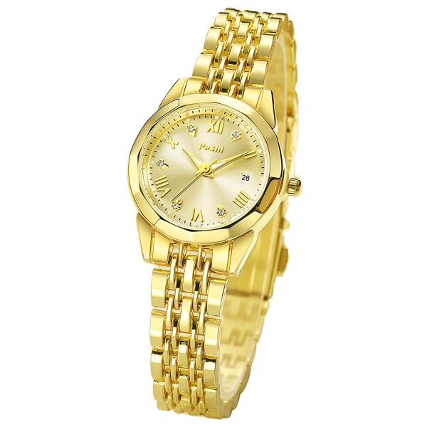 商品名: MASTOP スモールゴールドウォッチ レディース 読みやすい ダイヤモンド 日付 レディース クォーツ ヴィンテージ 腕時計 豪華 ギフト 奥様 母 ステンレススチール 絶妙なブレスレットバンド ツール付属, ゴールド, 女性用...