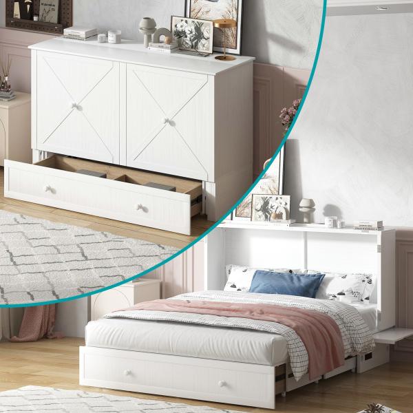 商品名:  BALUS Murphy Bed, Cube Cabinet Bed with Tri-fold Memory Foam Mattress,Queen Murphy Wall Bed with USB Charging Stat...