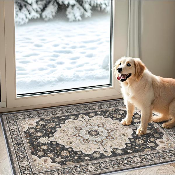 商品名:  Washable 2x3 Entryway Area Rug: Vintage Non-Slip Backing Rugs for Kitchen Bathroom Water Resistant Carpet for Bedr...