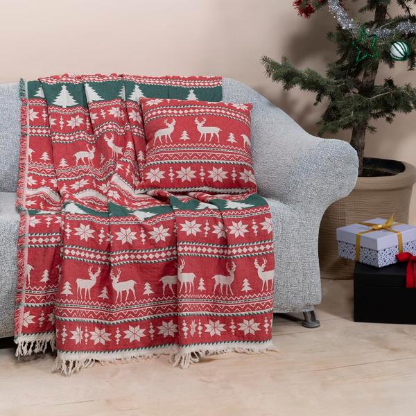 商品名: MylasaHome クリスマステーマスローブランケットとジッパー枕カバー付き、50 x 70インチブランケット、18 x 18インチカバー、%100コットン Christmas Throw Blanket &amp; Pillo...