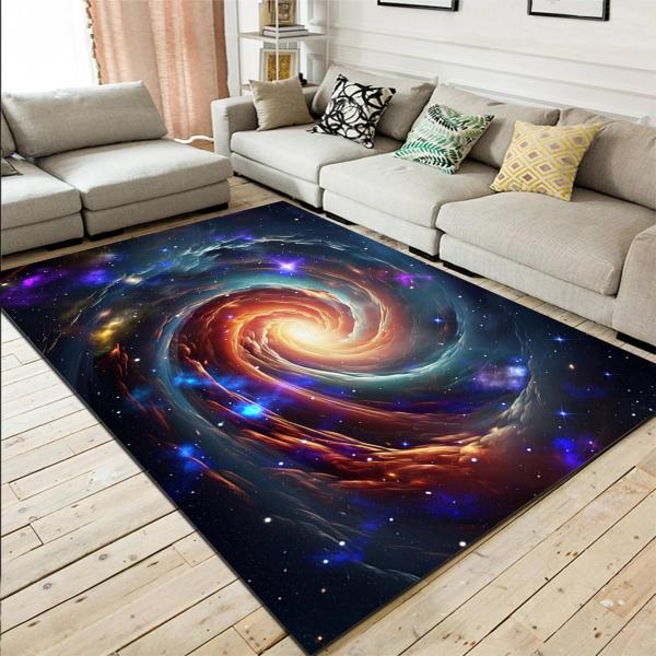 商品名:  Blue Orange Galaxy Starry Sky Area Rug 5x6ft 3D Cool Nebula Vortex Children's Carpet Game Mat Universe Space Rugs ...