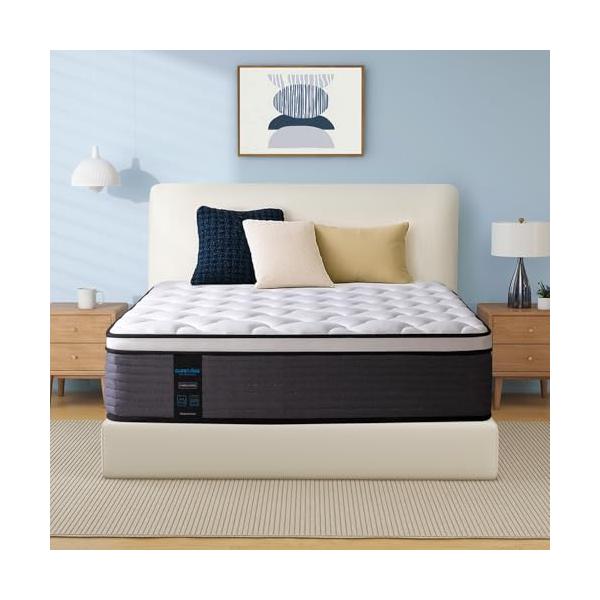 商品名: QUEEN ROSE (クイーンローズ) ツインマットレス 12インチ ボックス入り ハイブリッドマットレス 子供用 ツインベッド 低反発素材 個別ポケットインナースプリング 快適な睡眠 圧力緩和 グラスファイバーフリー 中硬め ...