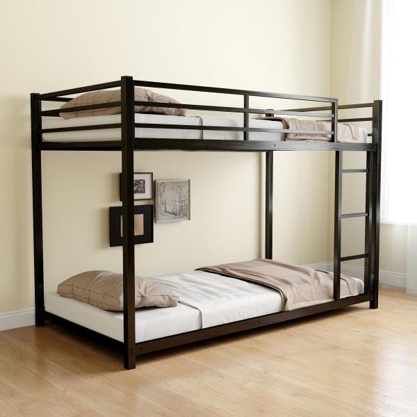 商品名:  AnoYishev Low Metal Bunk Bed Frame for Kids, with Built-in Ladder, High Guardrail and Metal Slats, Floor Bed Botto...