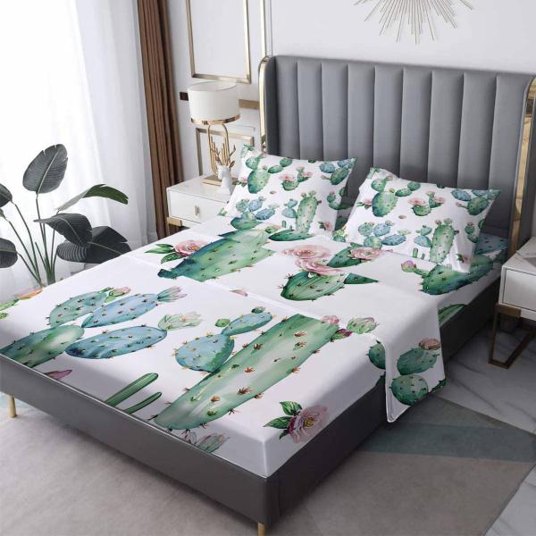 商品名:  Rejkxyw Cactus Sheets Twin Size, Tropical Floral Leaf Sheet Set, Botanical Bed Sheets - 16 Inch Deep Pocket, Ultra...