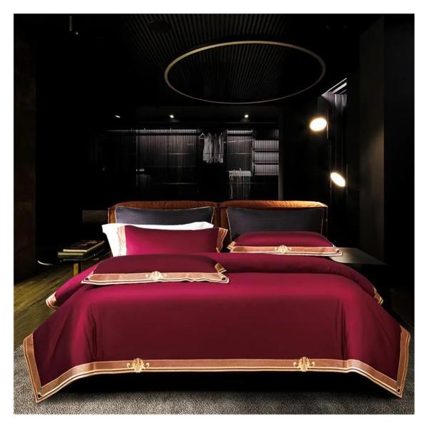 商品名:  Premium High End 1000TC Egyptian Cotton Red Green 4/6Pcs Super King Bedding Set Embroidery Duvet Cover 1 Bed Sheet...