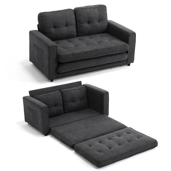 商品名:  NKISHECK 3-IN-1 Pull Out Futon Sofa Bed, Velvet Love Seat Folding Sleeper Sofa Bed with Storage Pocket &amp; Soft ...
