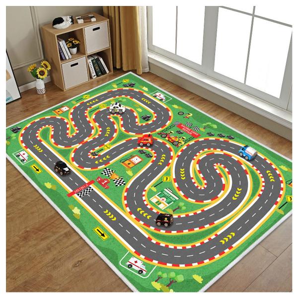商品名:  Kids Car Rug, Race Track Playmat Rugs for Cars, Road Traffic Carpet for Playroom, Fun City Life Map Toy Play Mat f...