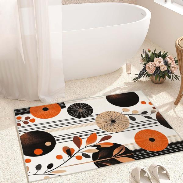 商品名:  2x3 Entryway Area Rug Orange Black White Bathroom Rug Non Slip Machine Washable Low Pile Small Carpet Kitchen Bedr...
