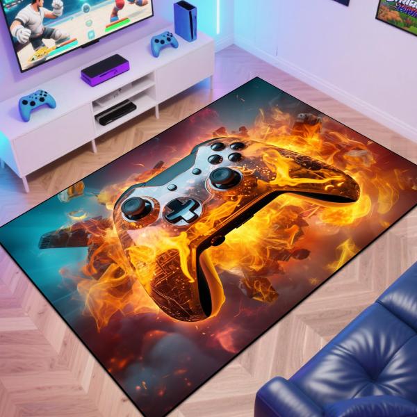 商品名:  Gaming Area Rug Teen Boys Carpet, 3D Transparent Gamepad Background Game Controller Design for Game Room, Boys Gir...