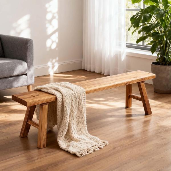 商品名:  Narrow Entryway Bench Farmhouse Wood End of Bed Bench 20" 32" 39" 47" 55" 63" 71" 79" Sturdy Stable Skinny Long Be...