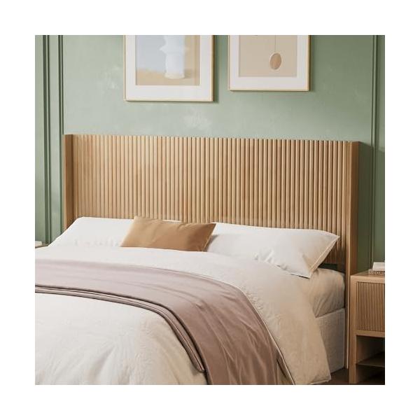 商品名: Huatean Home 木製ヘッドボード クイーンサイズ、幅65インチ 木製ヘッドボード クイーンヘッドボードのみ、モダンファームハウスヘッドボード クイーンサイズ、ウォールマウントヘッドボード、溝付きパネル、ウィングバックボー...