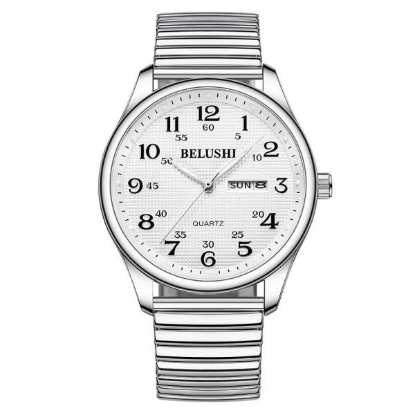 商品名: BESTKANG 大きな文字盤 見やすいストレッチバンドウォッチ レディース メンズ ステンレススチール 腕時計, シルバー1, カジュアル。 BESTKANG Large Face Easy to Read Stretch Ba...