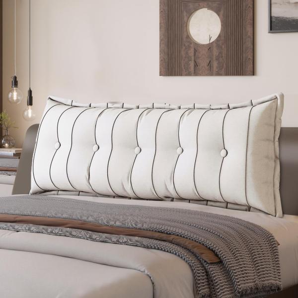 商品名: LELEFIDO (レレフィド) 大型 ヘッドボードクッション ベッドレスト 読書用クッション ベッドに座る時 背もたれ 補助枕 ベッドやソファでの快適な姿勢 取り外し可能なカバー付き LELEFIDO Large Headboa...