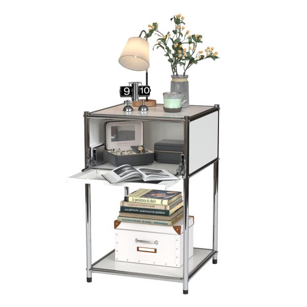 商品名:  MIBOIM White Night Stand with Drawers:Modern Nightstand with Storage,Metal Heavy Duty Industrial Bed Side End Tabl...