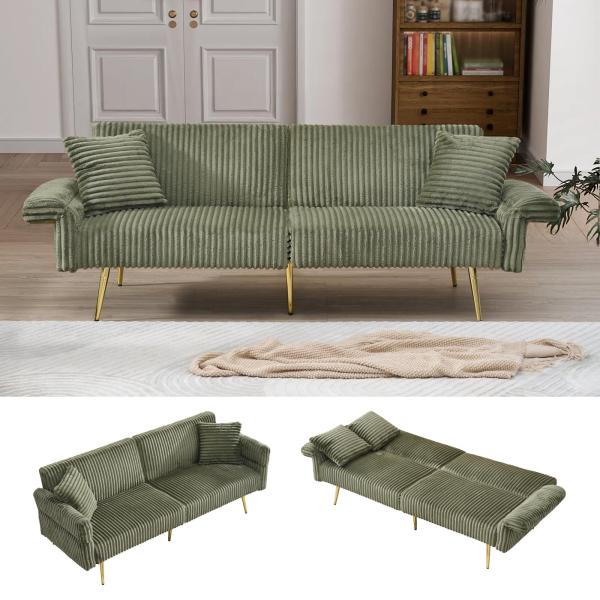 商品名:  HKOLIE 79 inch Corduroy Sofa Bed, Foldable Double Sofa Bed with Folding armrests, Suitable for Living Rooms and Sm...