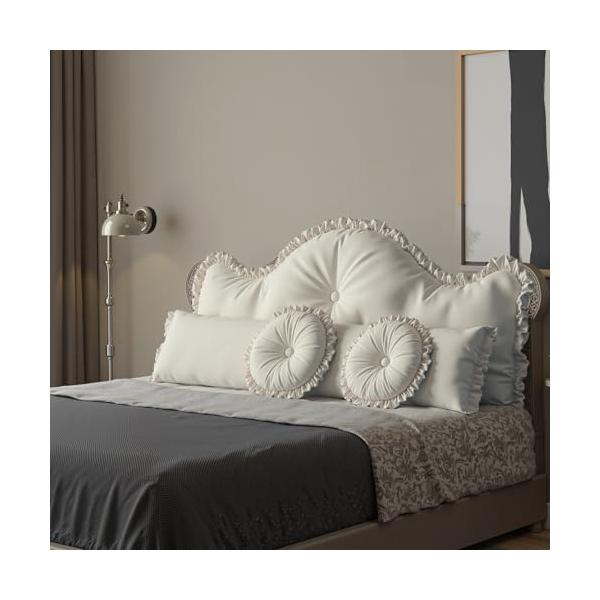 商品名: LELEFIDO (レレフィド) 大型 ヘッドボードクッション ベッドレスト 読書用枕 ソファバックレスト ロングピロー ヨーロピアンヘッドボードピロー ネックロールピロー1パック ラウンドクッション2個付き 取り外し可能なカバー...