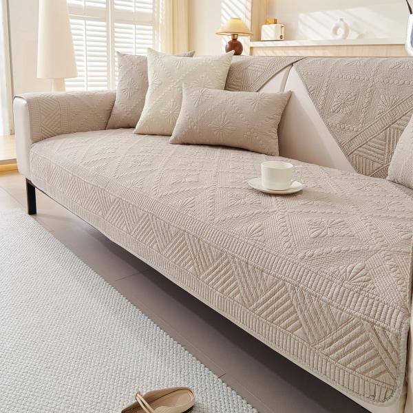 商品名: vctops ボーホーコットンキルトソファカウチカバー 洗濯可能 ソフト ノンスリップ セクショナルカウチカバー 花柄刺繍ソファ スリップカバー 犬/子供/ペット用 家具プロテクター(コーヒー、28インチx47インチ) vctop...