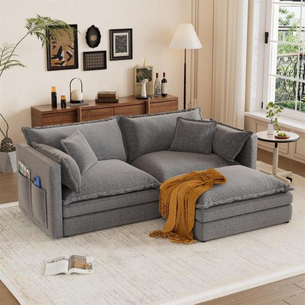 商品名:  PAKASEPT Deep Seat Sectional Sofa, 74.6 Modern Sectional Sofa Cloud Couch, Chenille Fabric Double-Upholstered Comf...