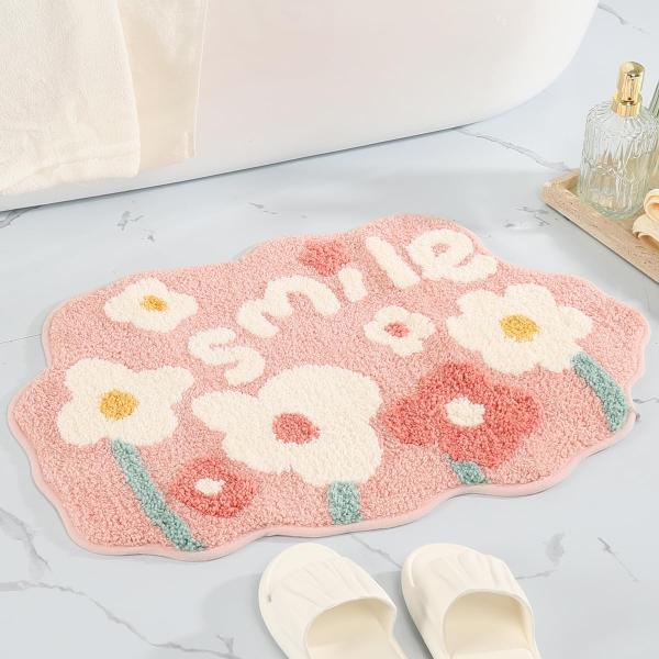 商品名: Loismoodフラワーズ エクストラ吸収バスルームカーペット 滑り止めと厚手マイクロファイバーバスマット 洗濯機洗い可能 バスタブ、リビングルーム、ベッドルーム用(45.7cmx68.6cm、ピンク) Loismood Flow...