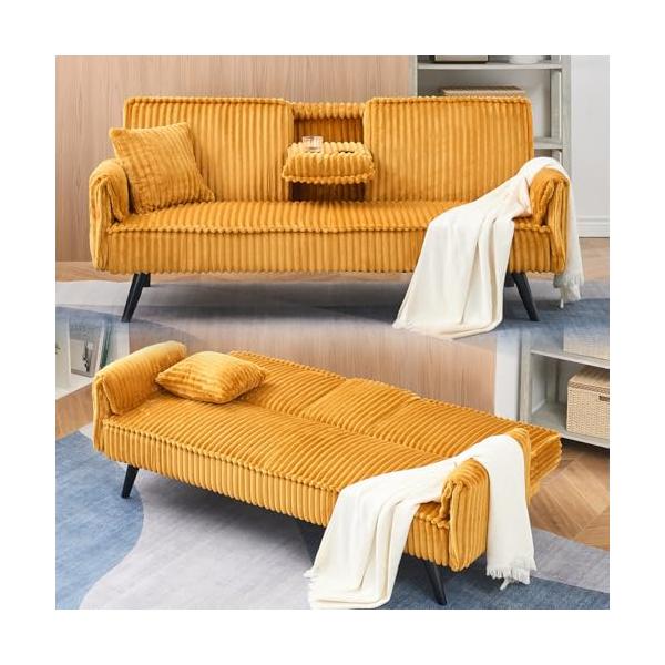 商品名:  Futon Sofa Bed Modern Folding Couch for Small Space, 72'' Corduroy Convertible Loveseat Sleeper Bed Daybed Recline...