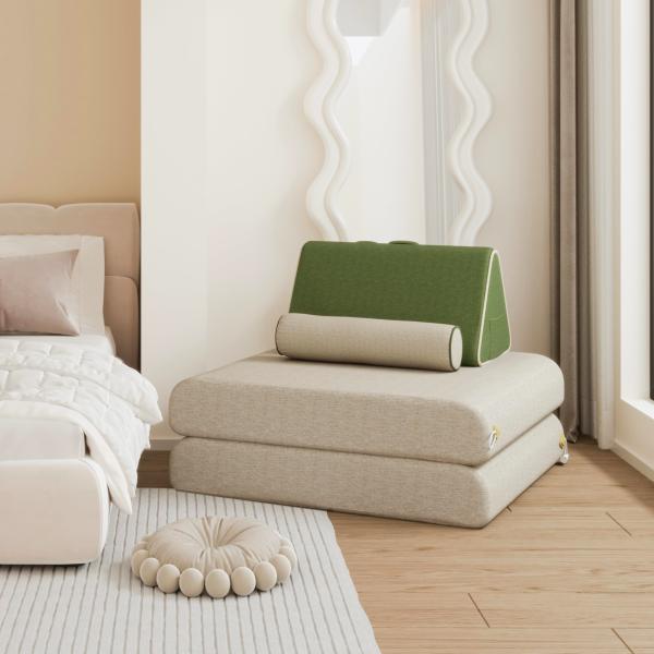 商品名:  LELEFIDO Convertible Folding Sofa Bed, Portable Sofa Bed Chair with 1 Round Pillow and 1 Back Pillow for Living Ro...