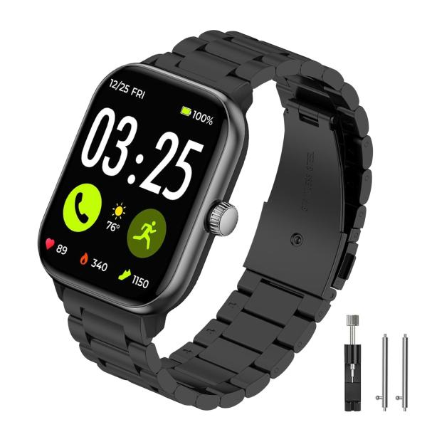 商品名: LYSANDRA 22mm クイックリリースステンレススチールメタル交換用ストラップ Spade Co Health Smartwatch 4対応 (ブラック) LYSANDRA 22mm Quick Release Stainl...