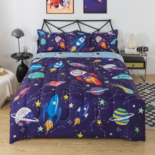 商品名: lishjekee スペースコンフォーター ツイン 子供用 6ピース 宇宙寝具セット ベッドインバッグ 男の子 女の子 ティーン ギャラクシー プラネット ロケット 掛け布団とシーツセット ユニバース ベッドセット ホームデコレー...