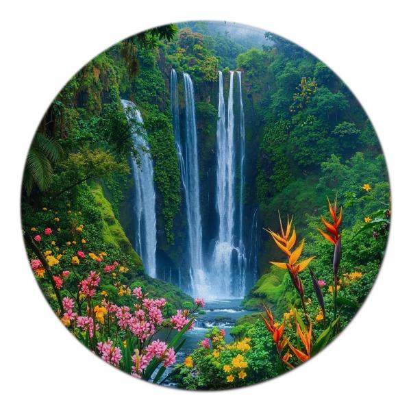 商品名:  Tropical Landscape Round Area Rug 2ft,Waterfall Rainforest Forest Lake Flower Nature Green Circle Floor Mat for Be...