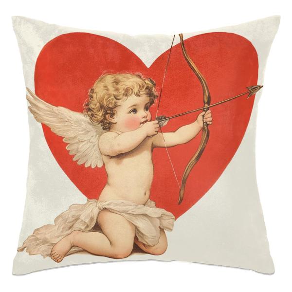 商品名:  Kuquteed Valentine's Day Pillowcases Vintage Cupid Couch Throw Pillow Covers 16 x 16 Inch with Hidden Zipper Soft ...