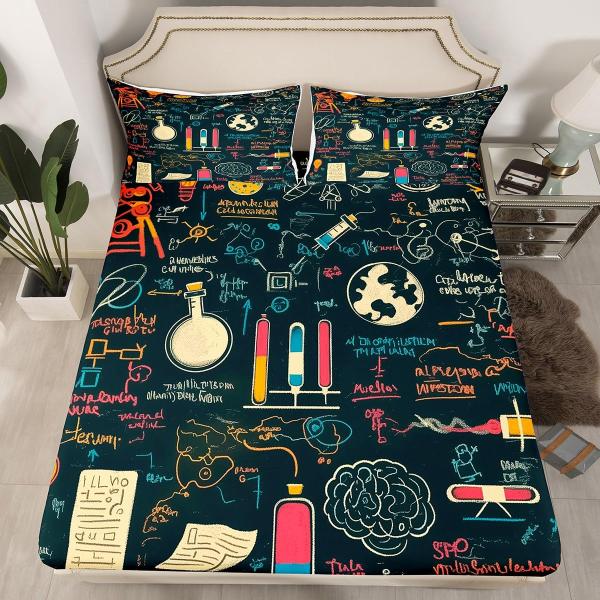 商品名:  Erosebridal Science Bed Sheets Twin Chemistry Lab Bedding Set for Kids Boys Girls Laboratory Education Fitted Shee...
