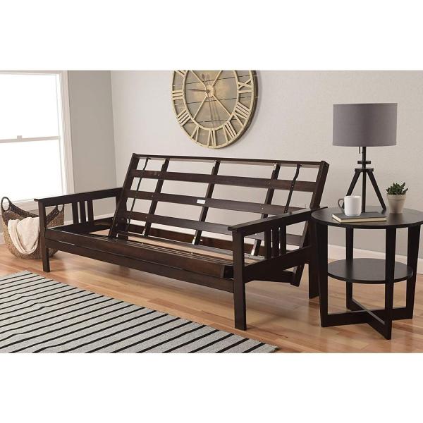 商品名: HomeStock アジアンアリュールフュージョンウッドフレーム クラシックスタイル ミッションスタイルアーム付き 無地パターン 折り畳み機能付き タイトバックエスプレッソ/クイーンフレーム 引き出しなし HomeStock As...