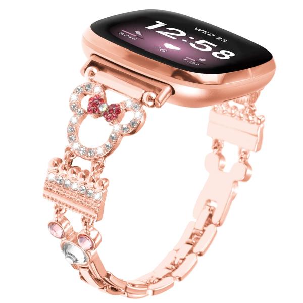 商品名: Bling メタルバンド Fitbit Versa 4/Versa 3/Fitbit Sense 2/Senseバンド レディース かわいいカートゥーン スリムダイヤモンドジュエリー 調節可能なファッションブレスレット ドレッシー...