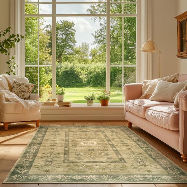 商品名:  jinchan Area Rug 4x6 Washable Rug, Vintage Floral Living Room Carpet Non Slip Home Decor Rugs, Low-Pile Mat for Ba...