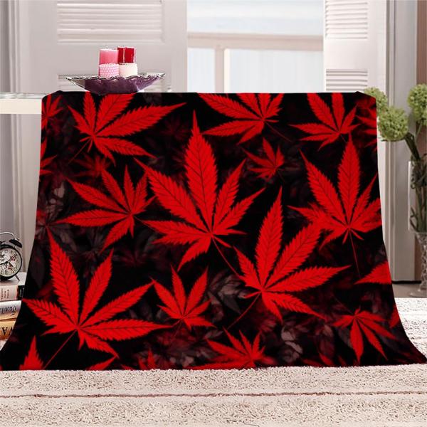 商品名:  Leaf Blanket King Size, Fleece Blanket for Couch Bed Sofa, Red Marijuana Weed Leaves Blankets and Throws, Tropical...