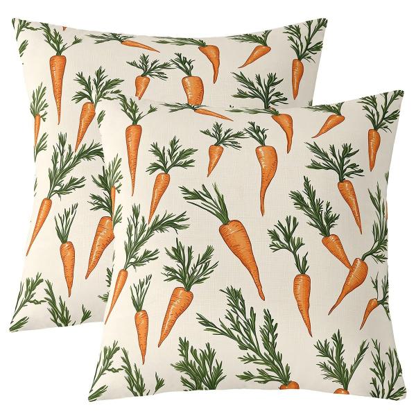 商品名:  Cartoon Carrot Pillow Covers for Couch Sofa Bed Rustic Farmhouse Vegetable Pillow Covers Happy Easter Pillowcase C...