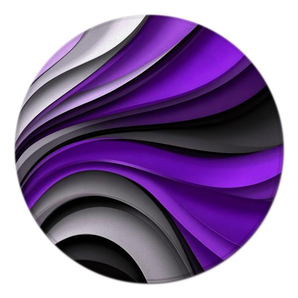 商品名:  Modern Geometric Round Area Rug Abstract Purple Black Gray Stripes Geometric Line Circle Aesthetic Vintage Mid Cen...
