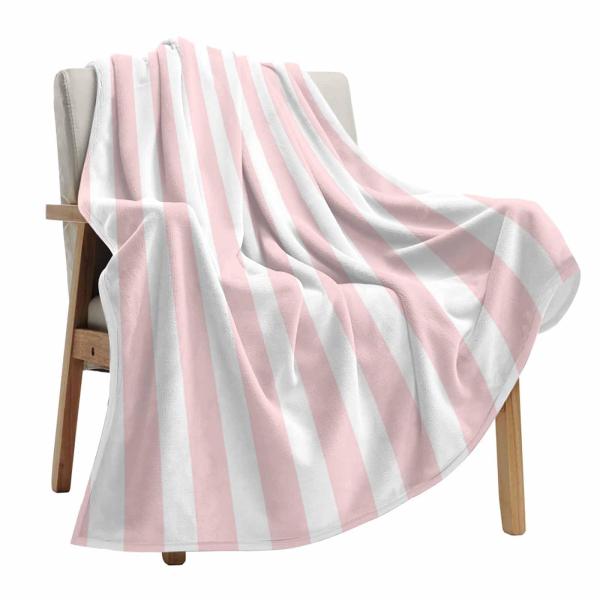 商品名:  Throw Blanket Pink Stripes Blankets and Throws, Pink White Vertical Striped Blanket for Couch Bed Sofa Chair Dorm,...