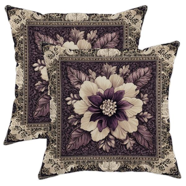商品名:  GDHBLING Vintage Plum Bossom Throw Pillow Covers 18x18 Set of 2, Soft Aesthetic Floral Pillow Cases Kit with Zippe...