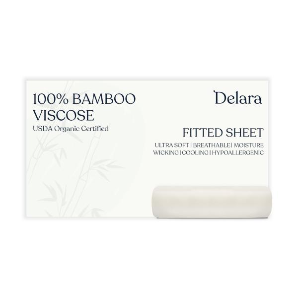 商品名:  Delara 100% Organic Viscose Derived from Bamboo Fitted Sheet - Deep Pocket, Ultra-Soft Cooling Bed Sheet, Secure F...