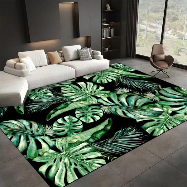 商品名:  Green Leaf Area Rugs, 5x7ft, Tropical Plant Jungle Rugs for Indoor, Low Pile Thin Easy Clean Breathable Sofa Mat, ...