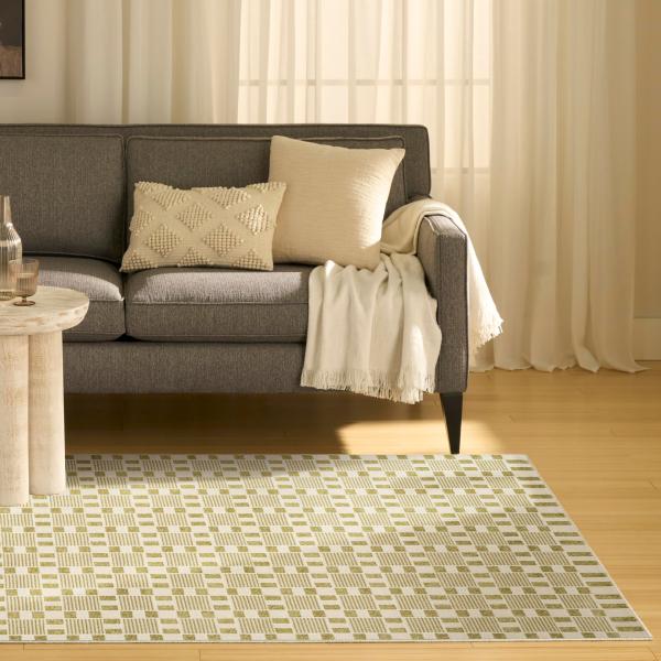 商品名:  Nourison Home Nordic Green 5' x 7' Area Rug - Easy Clean, Non Shedding, Bed Room, Living Room, Dining Room, Kitche...