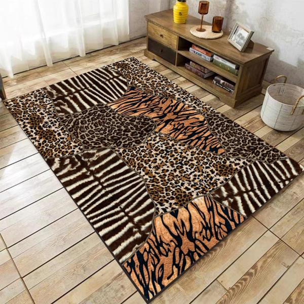 商品名:  Leopard Area Rug for Bedroom, 5x8ft, Brown Leopard Animal Print Living Room Rugs, with Non Slip Backing Low Pile C...